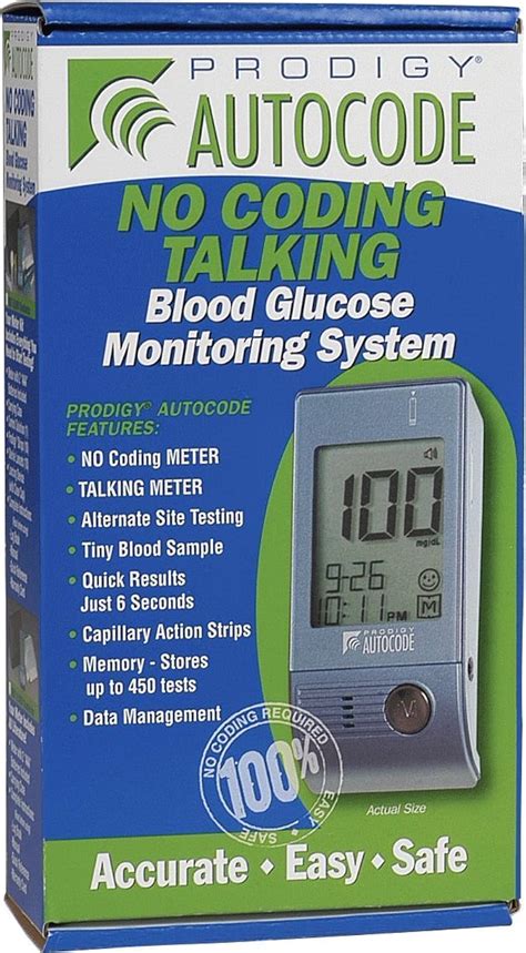 Prodigy Kit De Medidor De Glicose Autocode Com Fala Diabetes Care