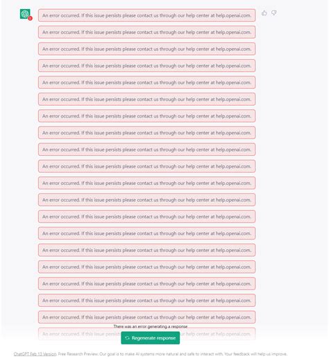 An Error Occurred If This Issue Persists After A Prompt And After Regenerating Response R