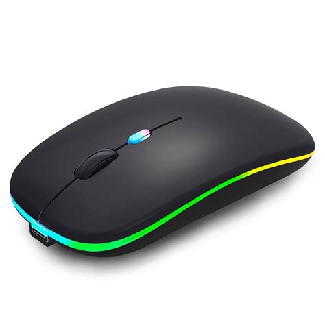 Wreanu Wireless Bluetooth Mouse Rechargeable Laptop Mice With Led Light Silent Slim Use Bt5 2