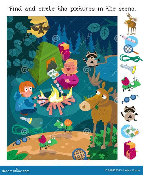 Buscar Y Dar Un Círculo A 10 Objetos Ocultos Juego De Rompecabezas