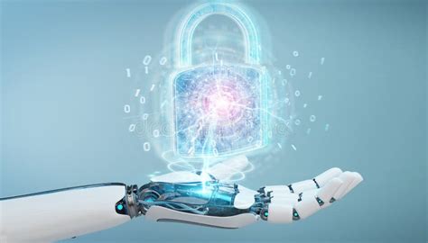 Web Security Protection Interface Used By Robot 3d Rendering Stock