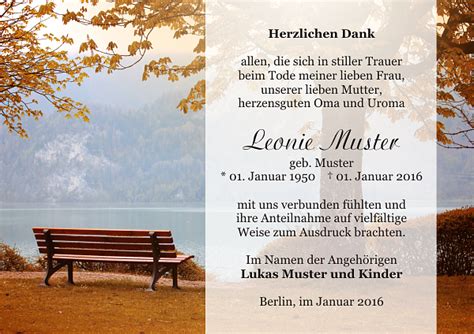 Danksagung Trauer Und Danksagungen Trauer