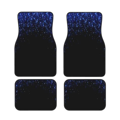 Cauagu Black Blue Glitter Sparkles Pattern Car Floor Mat Set Of 4car