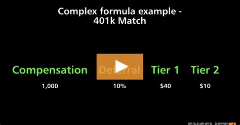 Complex Formula Example 401k Match Video Exceljet