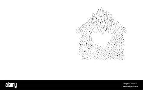 3d Rendering Of Nails In Shape Of Symbol Of House With Heart Symbol With Shadows Isolated On