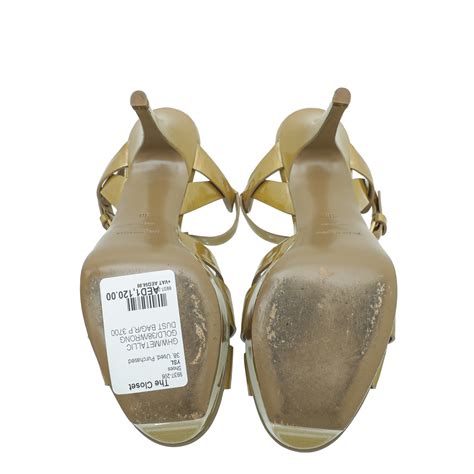 Ysl Metallic Gold Tribute Sandal 38 The Closet