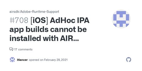 IOS AdHoc IPA App Builds Cannot Be Installed With AIR 33 1 1 406