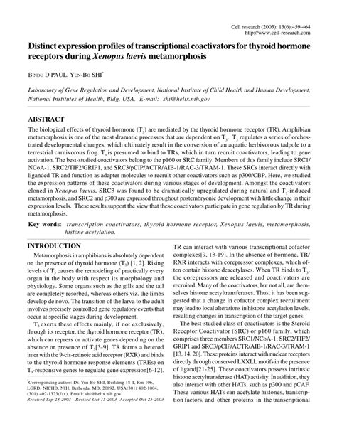 PDF Distinct Expression Profiles Of Transcriptional Coactivators For