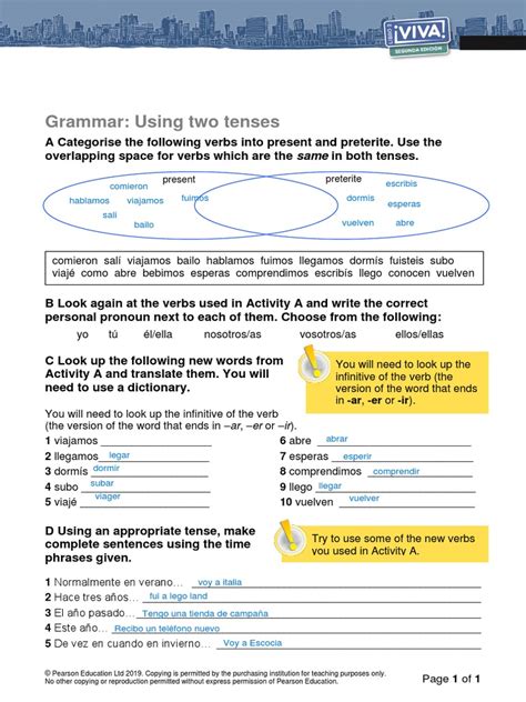 Y8 Spanish Module 1 Revision Worksheet Hw Pdf Cognitive Science