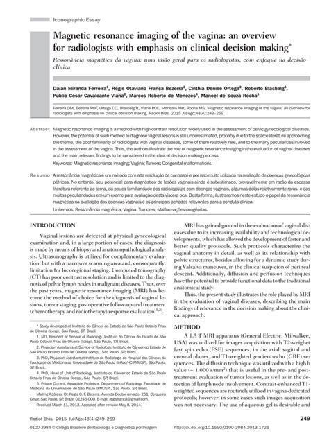 Pdf Magnetic Resonance Imaging Of The Vagina An Overview For Radiologists With Emphasis On