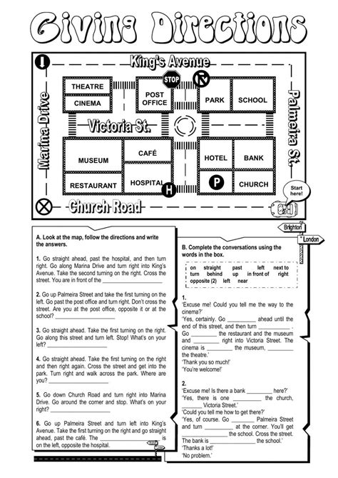 Following Directions Map Worksheet