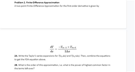 Solved Problem Finite Difference Approximation A Chegg