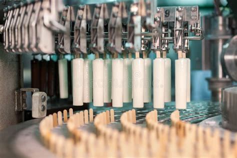 Automatic Ice Cream Production Line Stock Image Image Of Machine