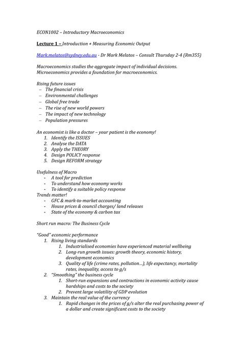 Lecture Notes Lectures ECON Introductory Macroeconomics Lecture Introduction