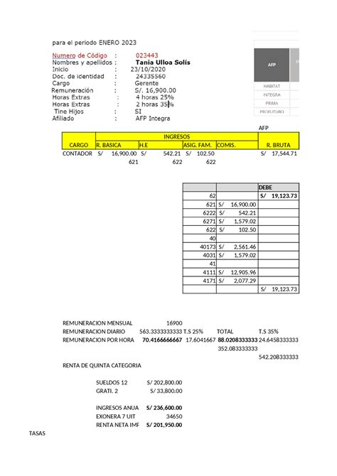 Planilla De Remuneraciones Basico Apuntes De Contabilidad Docsity