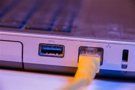 Closeup Of Ethernet Plug And Cable Stock Image Image Of Electronics Equipment