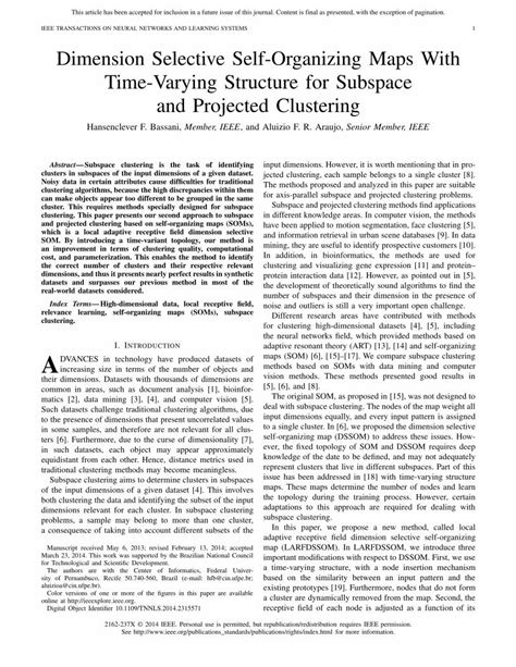 (PDF) Dimension Selective Self-Organizing Maps With Time-Varying ...