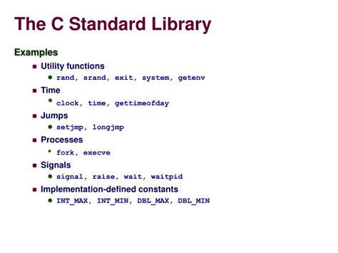 Ppt Cs 201 The Standard C Library Powerpoint Presentation Free Download Id4575198