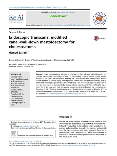 Pdf Endoscopic Transcanal Modified Canal Wall Down Mastoidectomy For