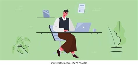Office Work Man Sitting Behind Desk Stock Vector Royalty Free 2274756905 Shutterstock