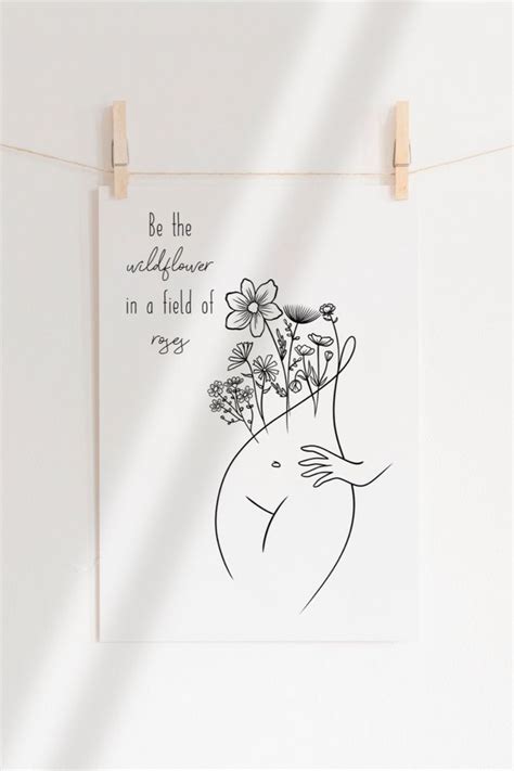 Botanical Woman Line Art Print Line Art Print Line Art Woman Line