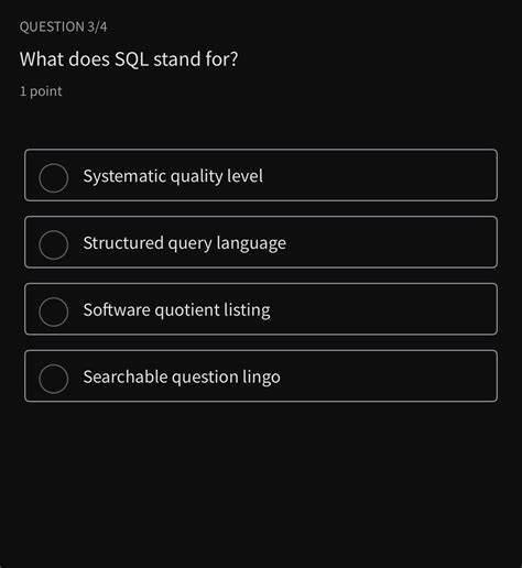 Solved Question What Does Sql Stand For Chegg