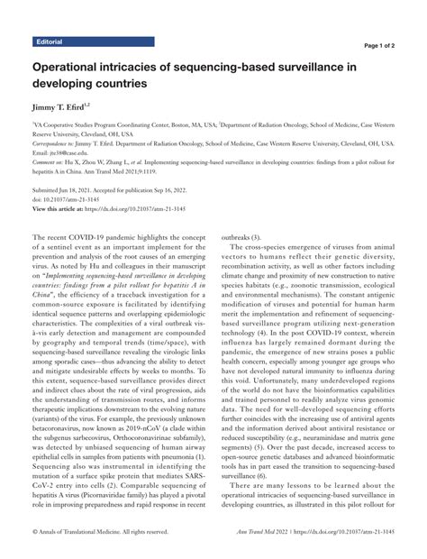 Pdf Operational Intricacies Of Sequencing Based Surveillance In