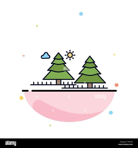 Forest Camping Jungle Tree Pines Flat Color Icon Vector Stock