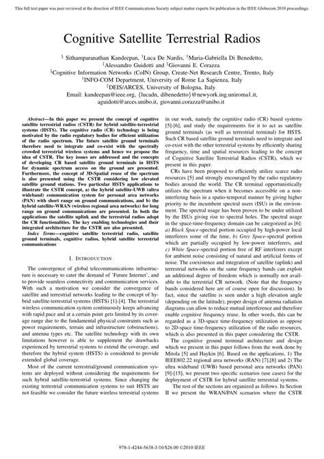 Pdf Cognitive Satellite Terrestrial Radios