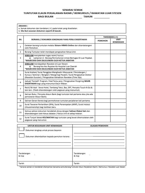 Senarai Semak Tuntutan Perjalanan Pdf