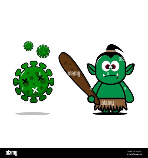Cute Orc With Silhouette Collection Vector Cartoon Illustration Design