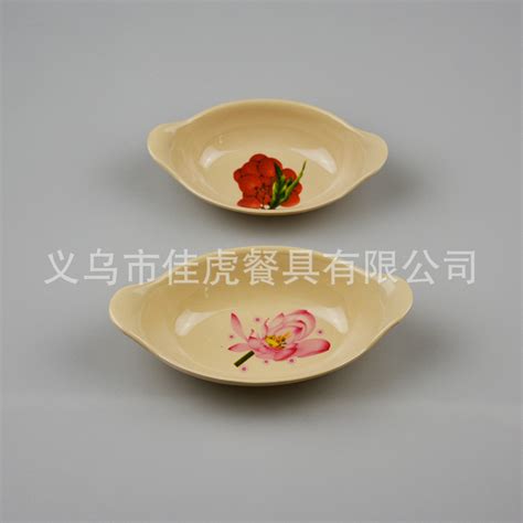 Melamine仿瓷美耐皿密胺餐具6寸7寸波纹汤碗土黄印花碗非洲外贸 阿里巴巴