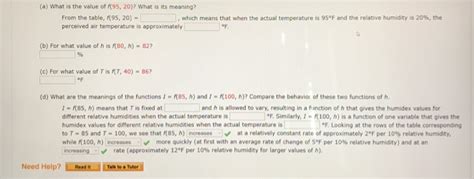 Solved The Temperature Humidity Index I Or Humidex For Chegg