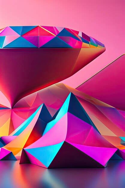 Premium Ai Image Pink Gradient Digital Polygons