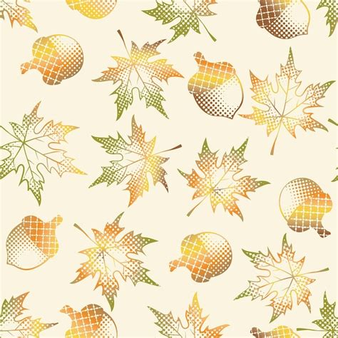 Premium Vector Autumn And Fall Seamless Pattern Oak Leaf And Acorn