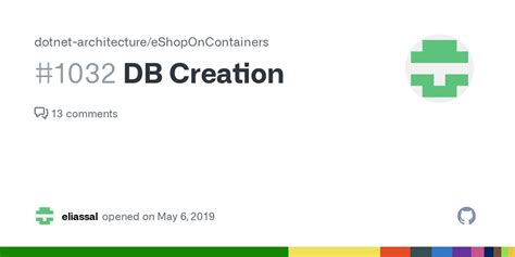 db creation · issue 1032 · dotnet architecture eshoponcontainers · github
