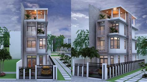 Narrow House 4 Stories House Plan Design Sketchup Lumoin 6 Render
