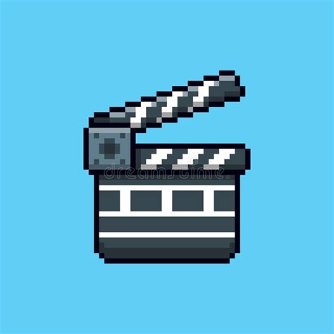 Pixel Art Clapper Board Game Asset Design Stock Vector Illustration