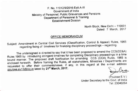 Amendment In Ccs Classification Control And Appeal Rules 1965