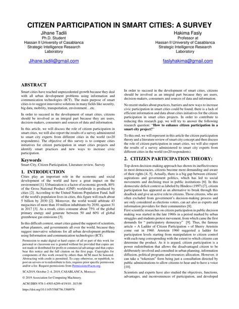 Pdf Citizen Participation In Smart Cities A Survey