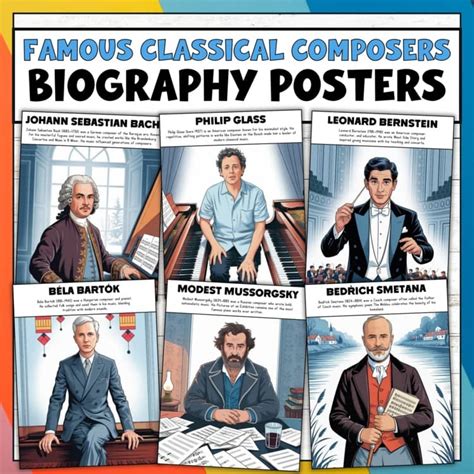 Famous Classical Composers Biography Posters Music Classroom Decor Activities