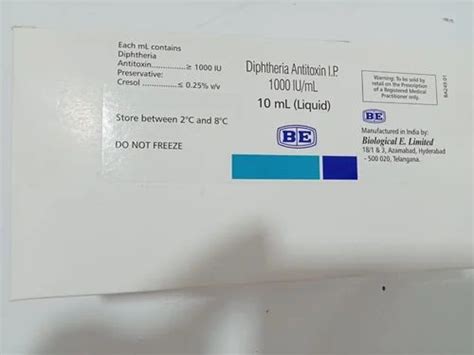 Diphtheria Antitoxin I P 1000iuml At ₹ 1400piece Diphtheria