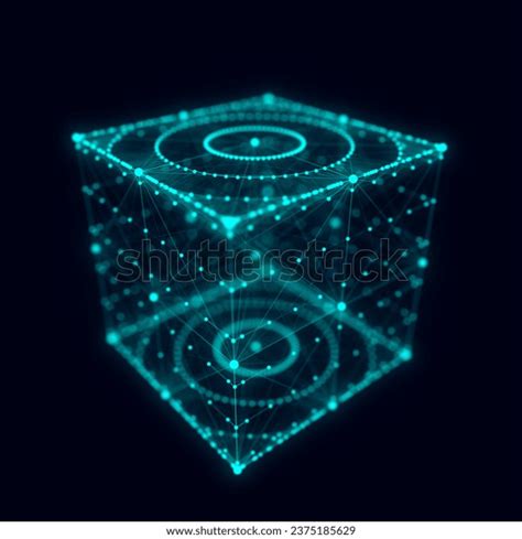 Abstract Blue Cube Connecting Dots Lines Stock Illustration 2375185629