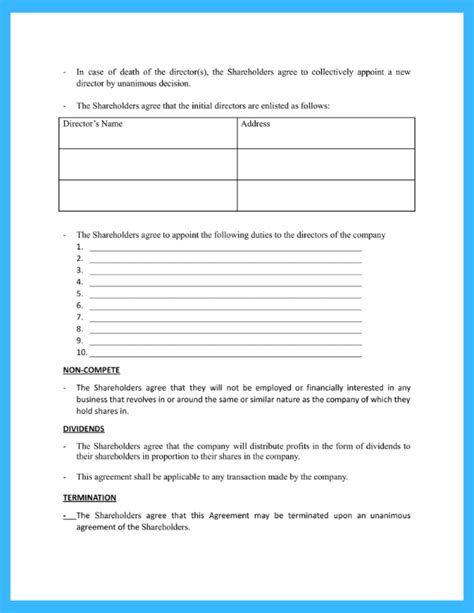 Shareholder Agreement Template