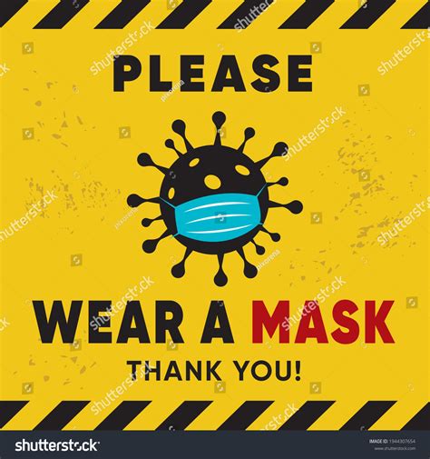 Please Wear Mask Sign Cute Cartoon Stock Vector Royalty Free