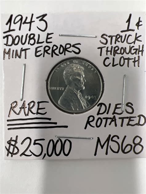 1943 Ms68 Rare Double Mint Errors Steel Penny