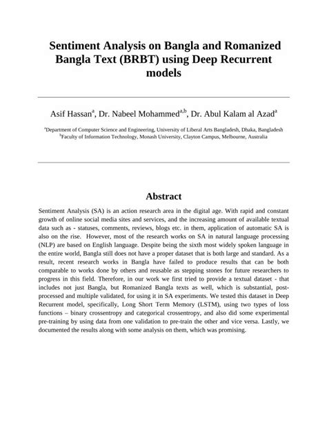 Pdf Sentiment Analysis On Bangla And Romanized Bangla Text