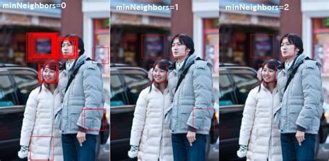 物体検出（detectmultiscale）をパラメータを変えて試してみる（minneighbors編） Workpiles