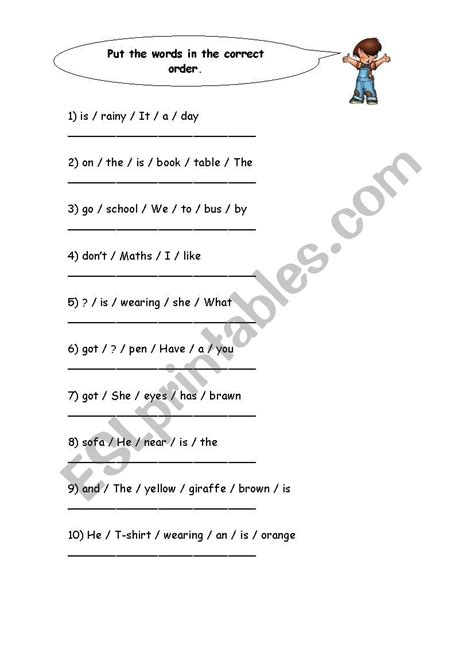 Order The Sentences Esl Worksheet By Bea2188