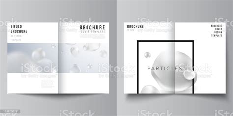 이중 브로셔 전단지 소책자 보고서에 대 한 두 개의 A4 형식 표지 모형 디자인 템플릿의 벡터 레이아웃입니다 스파 및 헬스케어 디자인 분자 또는 입자와 부드러운 색상 의료